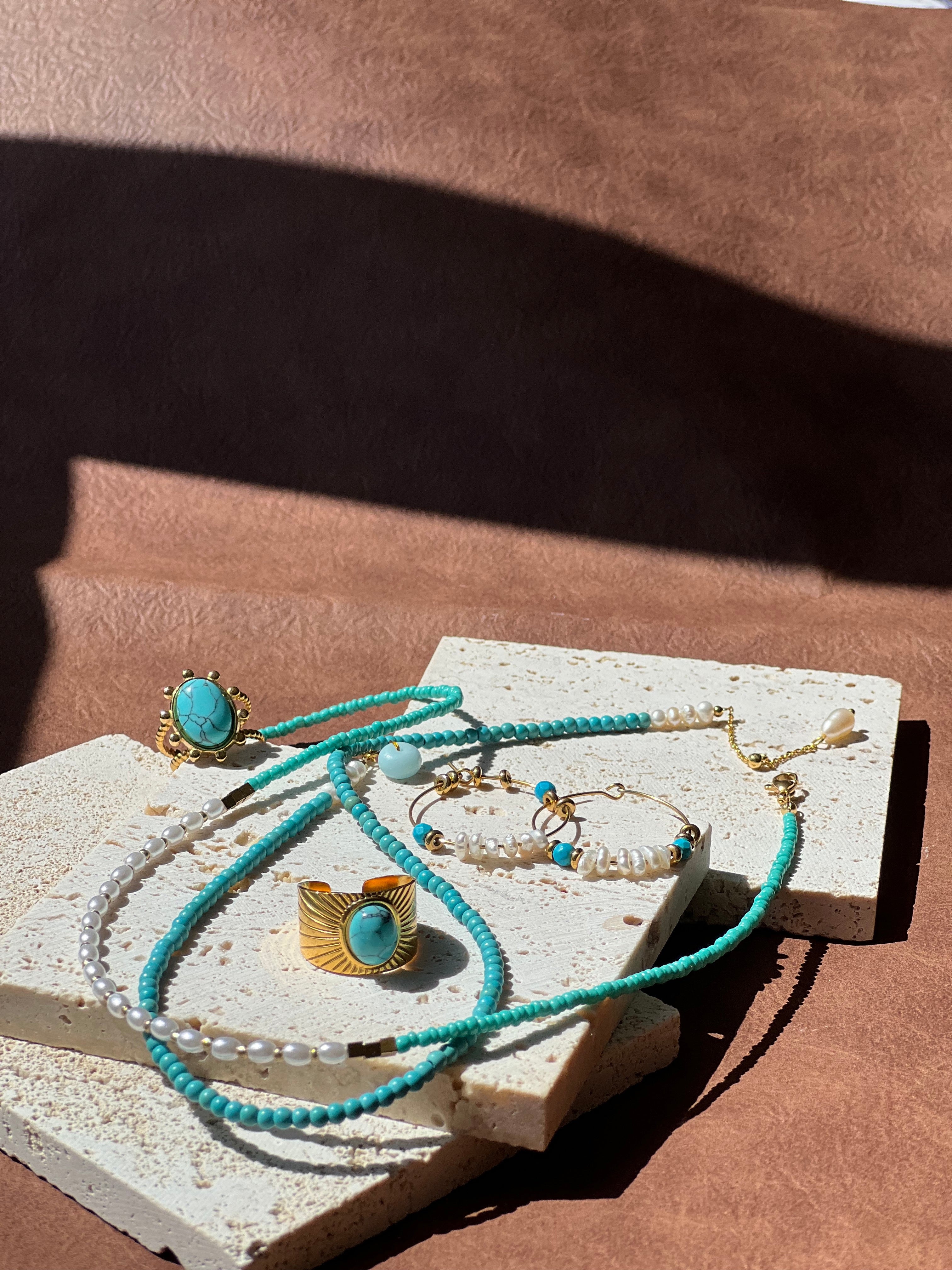 Cyan Beaded Natural Gemstone and Pearls Ke Jewelry – Ke Jewelry